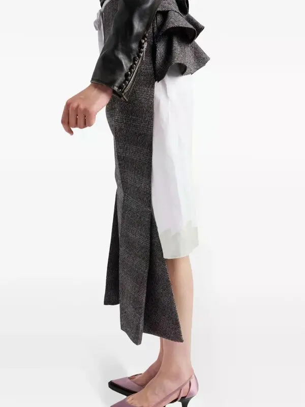 Prada Prince Of Wales Check Wool Twill Skirt
