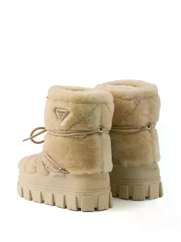 Prada Après Ski Shearling Boots - Neutrals