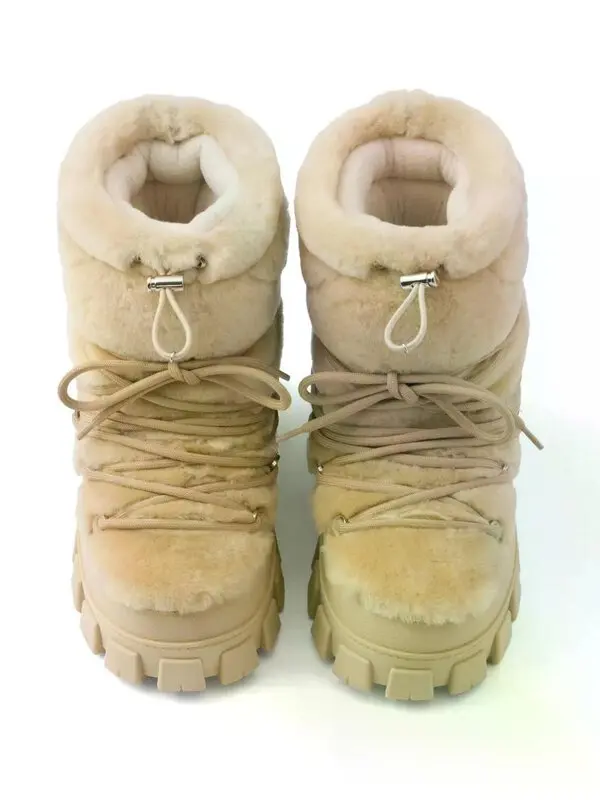 Prada Après Ski Shearling Boots - Neutrals