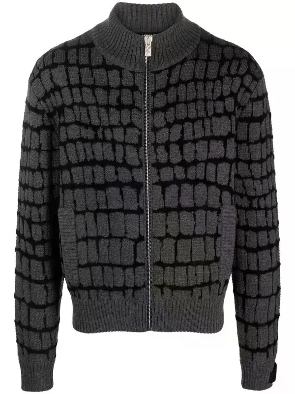 Versace Crocodile-jacquard Zip-up Sweatshirt