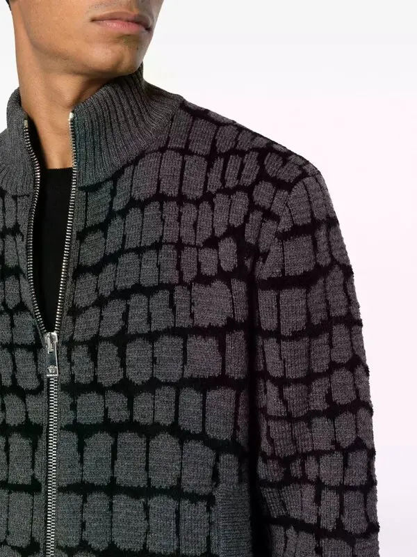 Versace Crocodile-jacquard Zip-up Sweatshirt