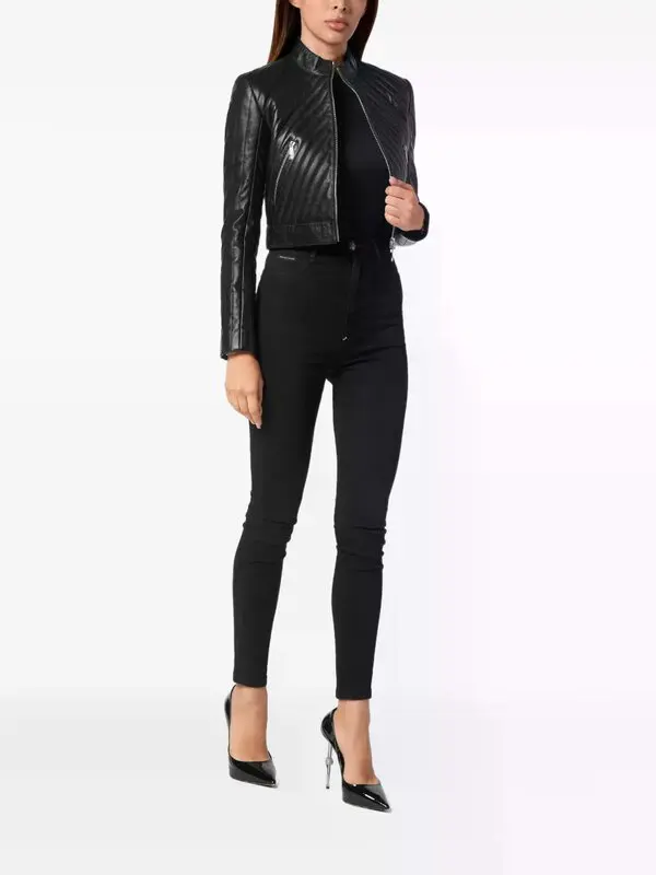 Philipp Plein Leather Jacket - Black