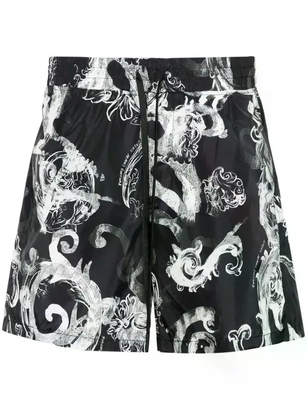 Versace Watercolour Couture-print Track Shorts - Black