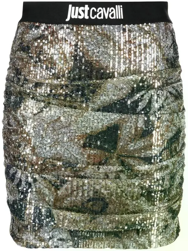 Just Cavalli Sequined Ruched Skirt