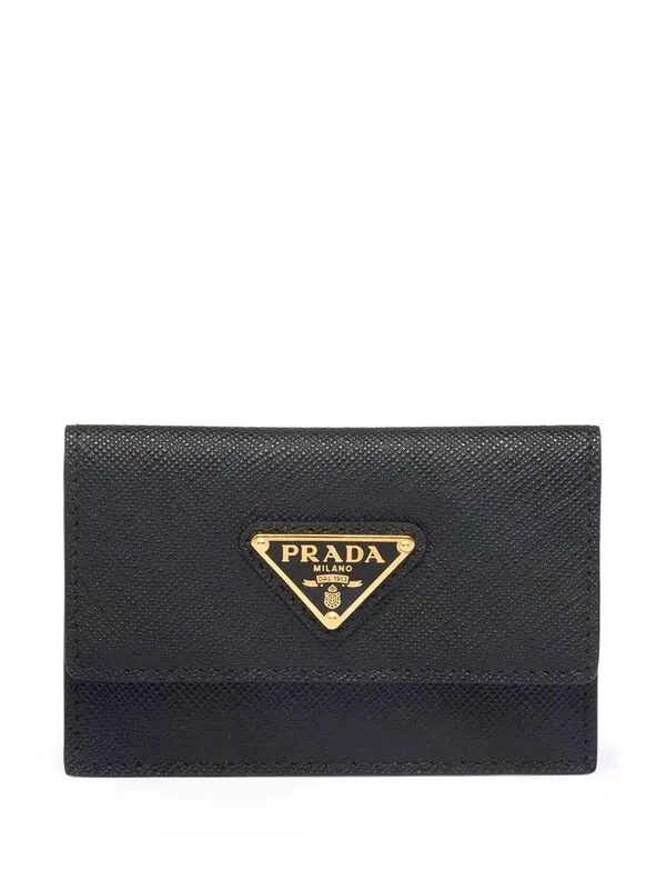 Prada Triangle-plaque Card Holder - Black
