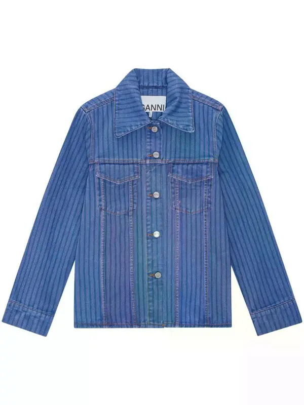 GANNI Striped Denim Jacket