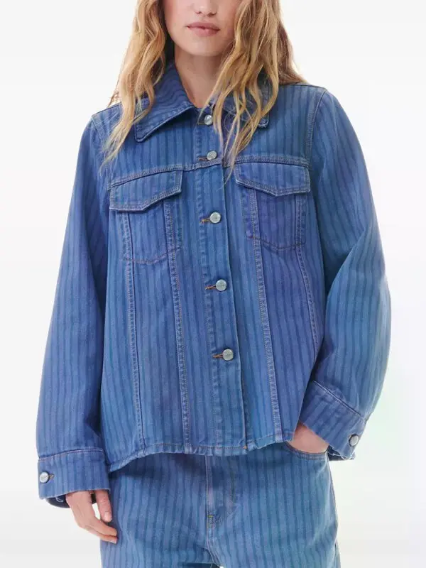 GANNI Striped Denim Jacket