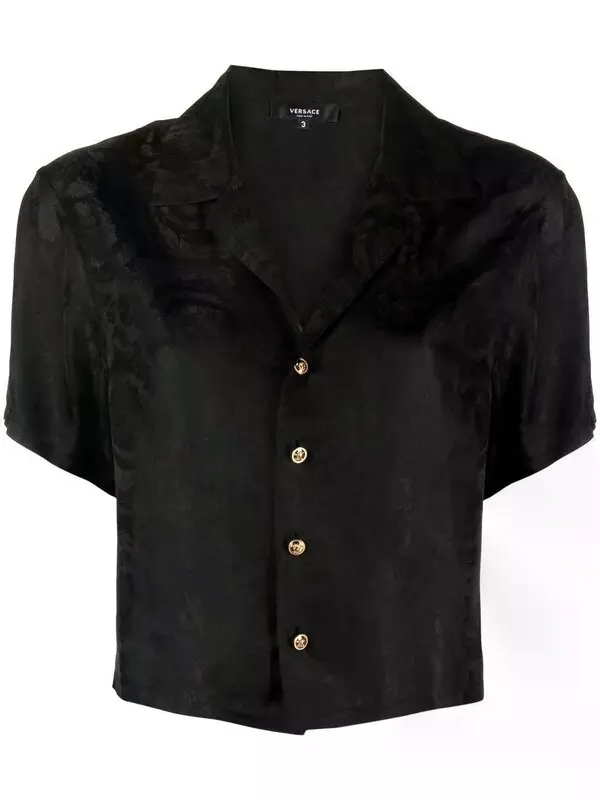 Versace Barocco Jacquard Pajama Top - Black