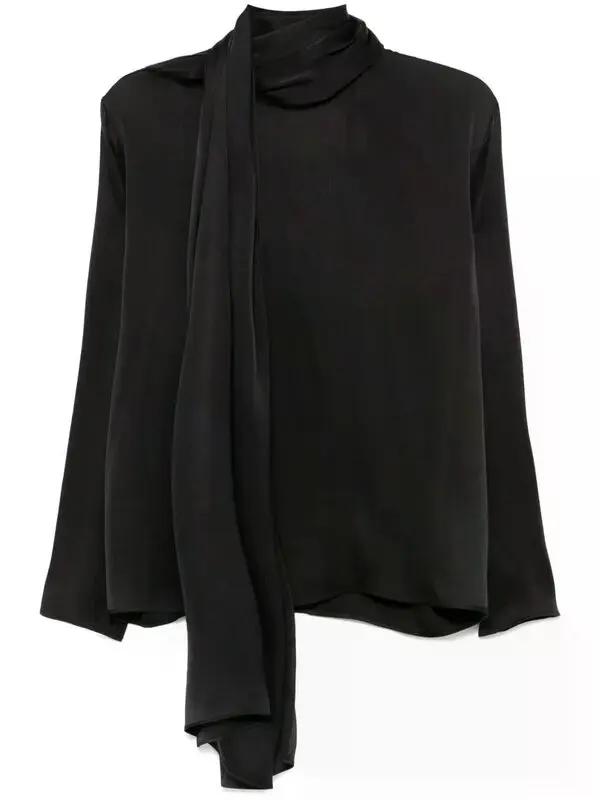 Magda Butrym Silk Satin Blouse With Sash Detail