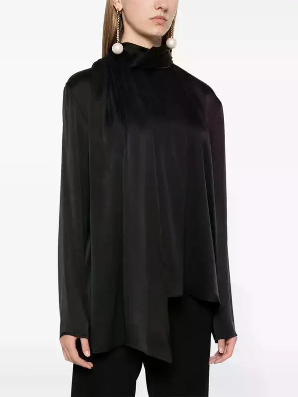 Magda Butrym Silk Satin Blouse With Sash Detail
