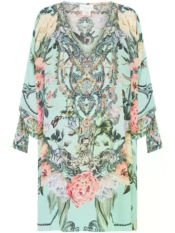 Camilla Petal Promise Land-print Silk Dress