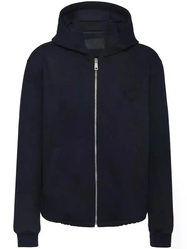 Prada Zip-front Wool Hoodie