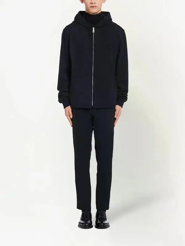 Prada Zip-front Wool Hoodie