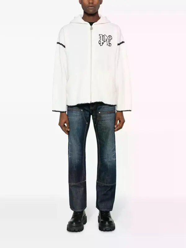 Palm Angels Monogram-embroidered Wide-leg Jeans