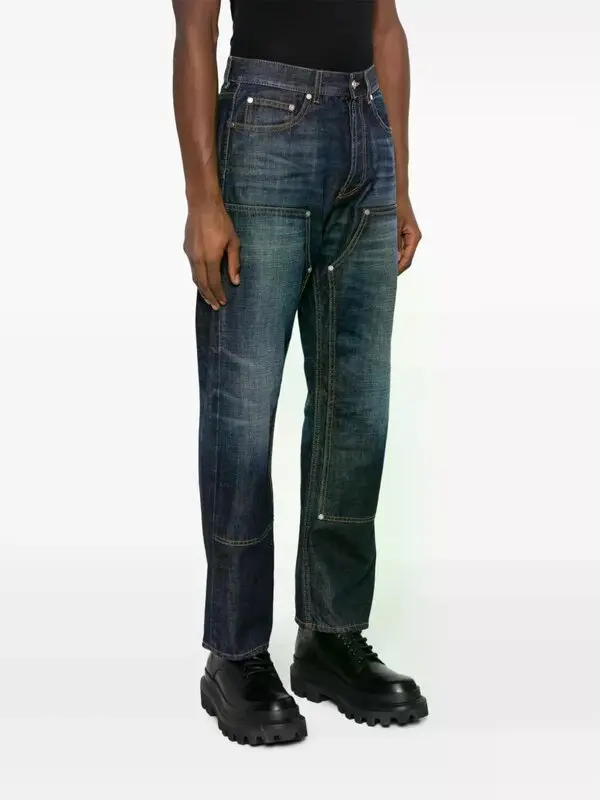 Palm Angels Monogram-embroidered Wide-leg Jeans