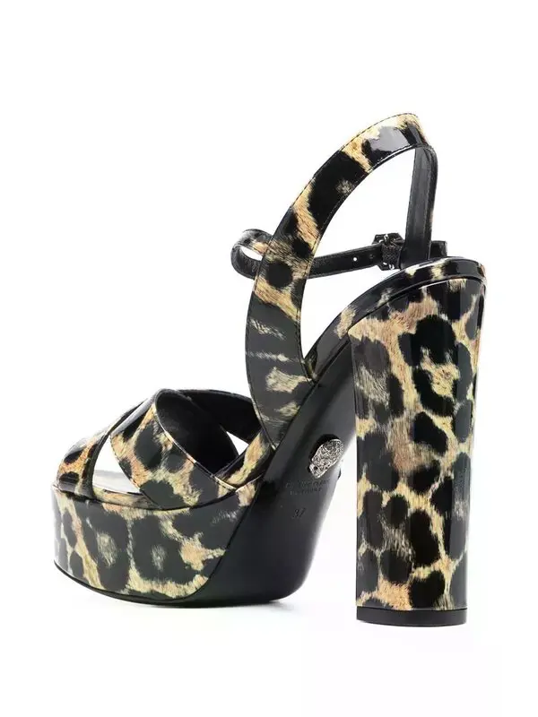 Philipp Plein Patent Platform Leopard Print Sandals