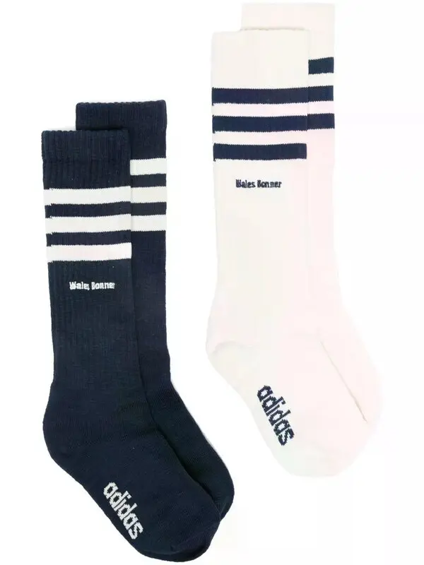 Adidas Logo-embroidered Socks - Blue