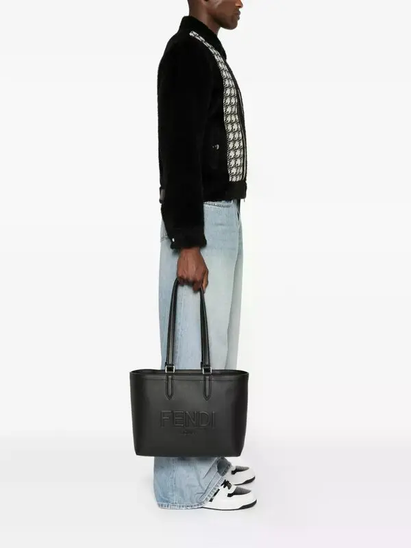 Fendi Roma Logo-embossed Leather Tote Bag