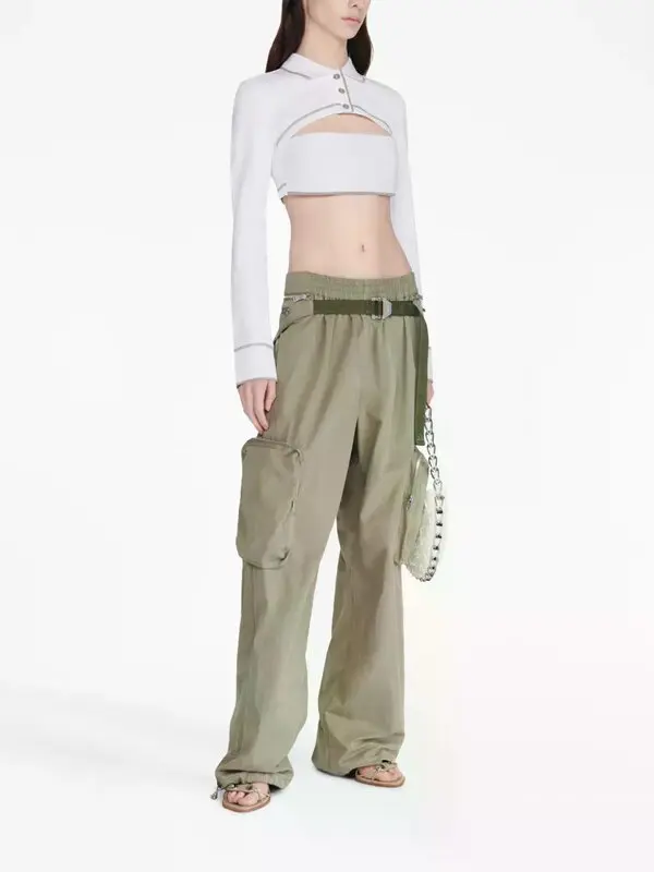 DION LEE Polo-collar Cotton Crop Top