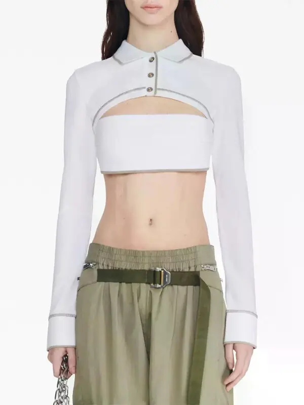 DION LEE Polo-collar Cotton Crop Top