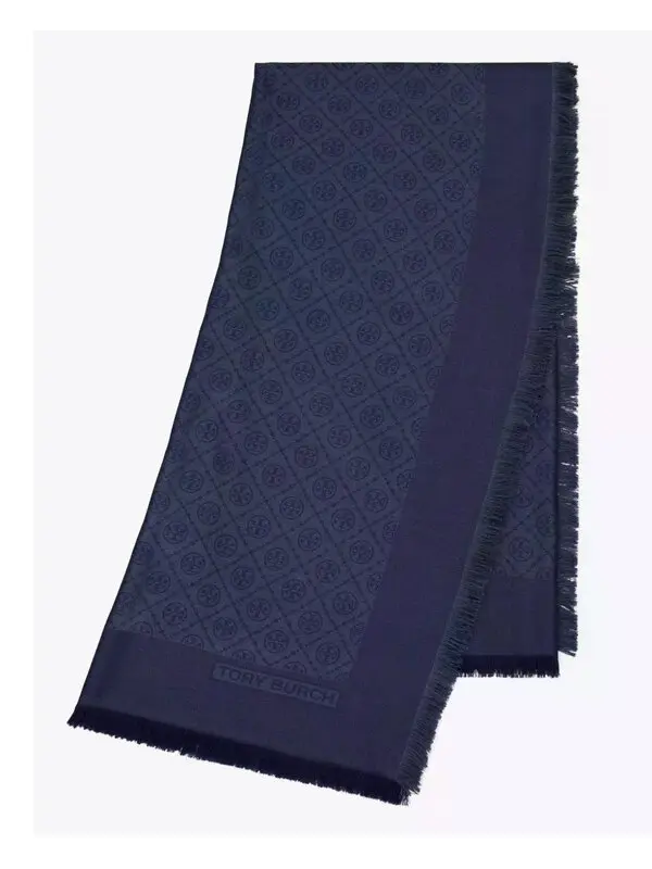 Tory Burch T Monogram Jacquard Scarf - Blue
