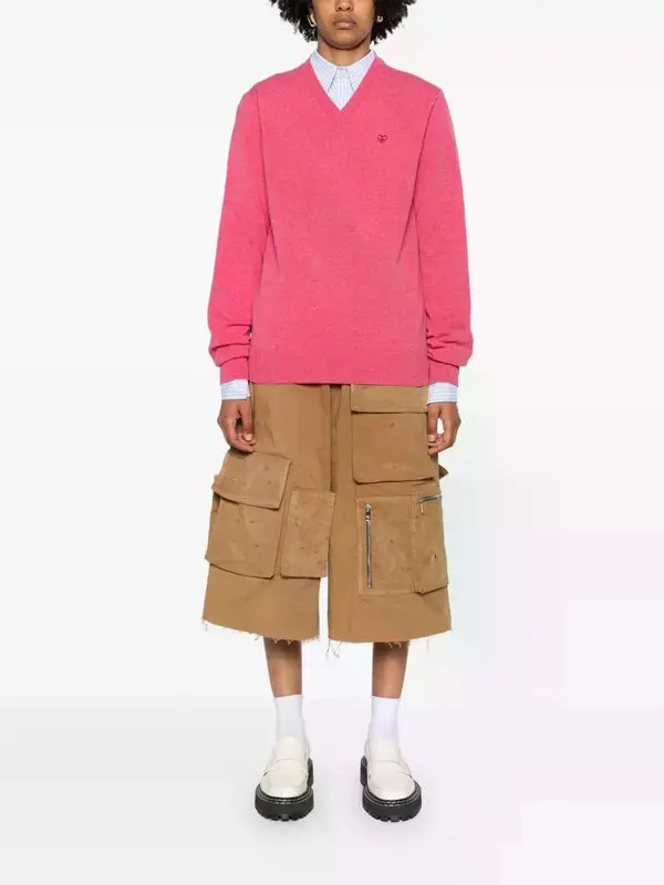 Play Comme Des Garcon Heart-patch Wool Jumper