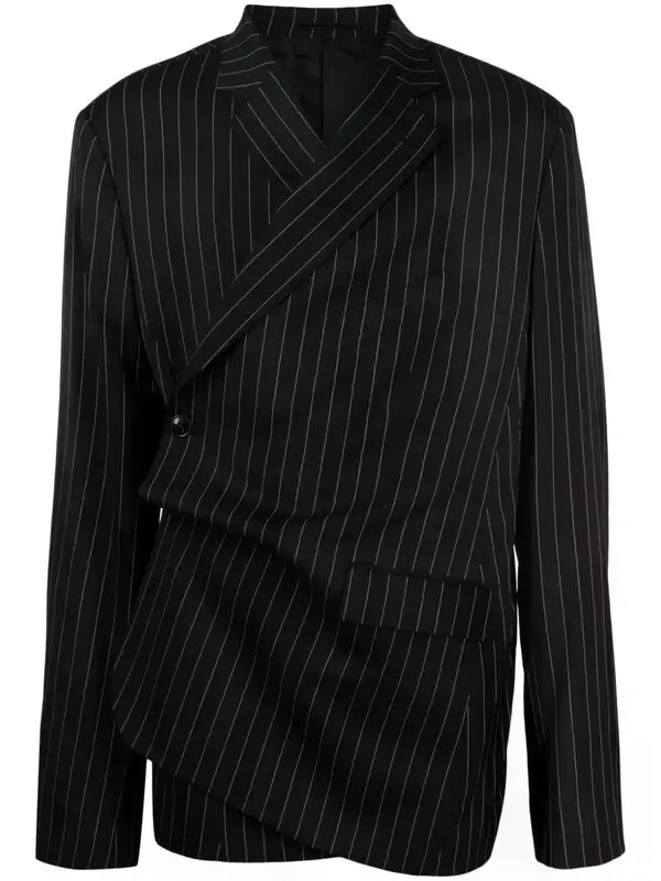 Martine Rose Pinstriped Wool-blend Wrap Blazer