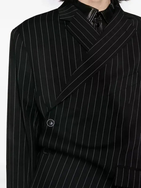Martine Rose Pinstriped Wool-blend Wrap Blazer