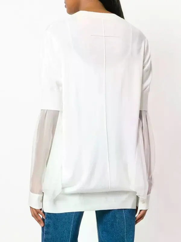 Givenchy Sheer Sleeve V-neck Sweater