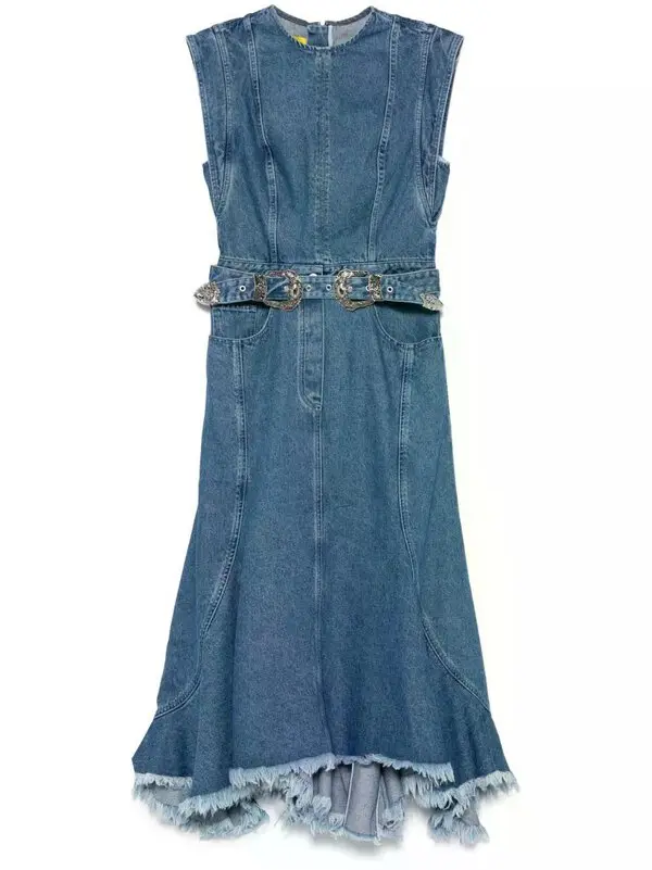 MARQUES' ALMEIDA Belted Denim Midi Dress - Blue