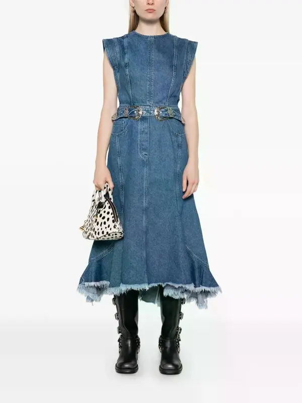 MARQUES' ALMEIDA Belted Denim Midi Dress