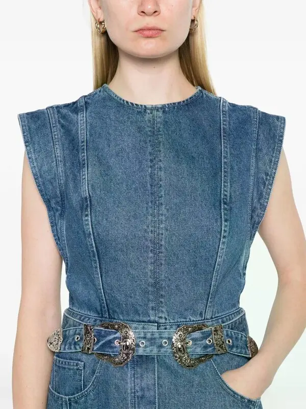 MARQUES' ALMEIDA Belted Denim Midi Dress