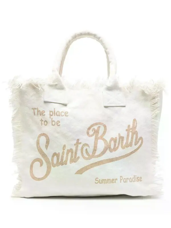 MC2 SAINT BARTH Canvas Beach Bag - White