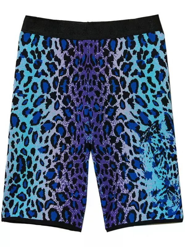 TWINSET Leopard-print High-waisted Shorts - Blue