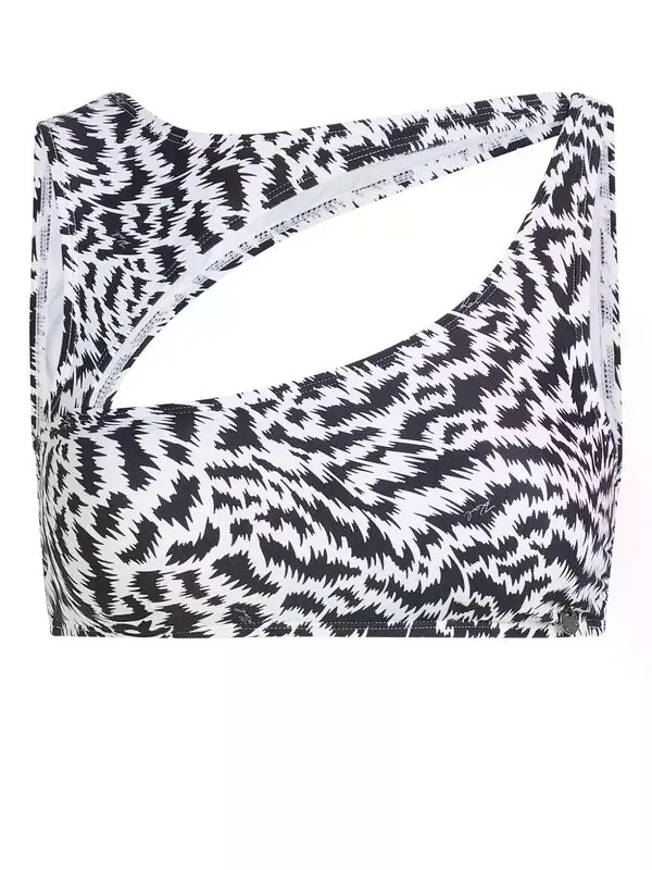 Karl Lagerfeld Animal-print Cut-out Bikini Top - Black