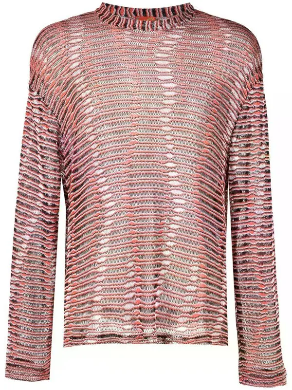 VITELLI Open-knit Striped Sweatshirt - Orange