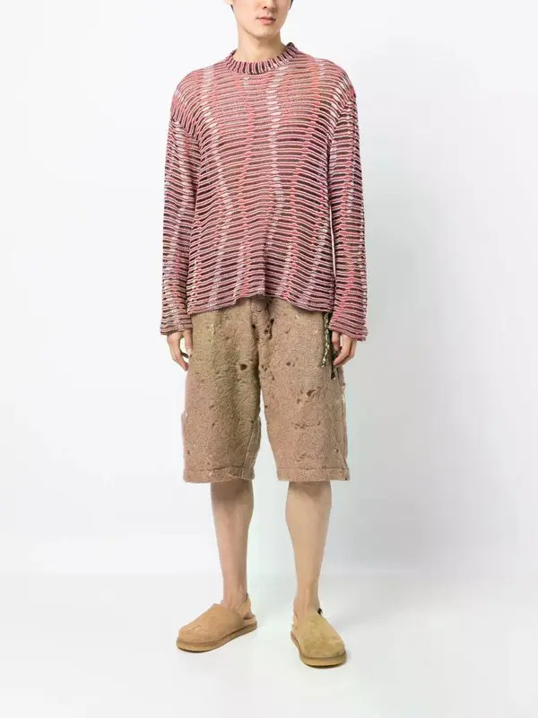 VITELLI Open Knit Striped Sweatshirt