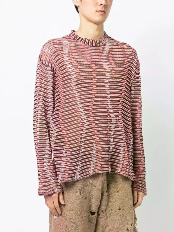VITELLI Open Knit Striped Sweatshirt