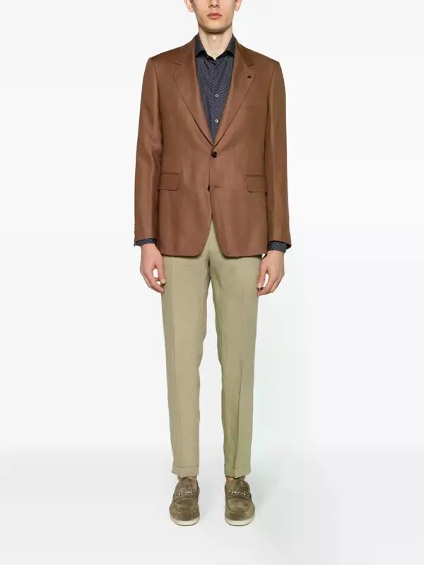Tagliatore Single-breasted Linen Blazer - Brown