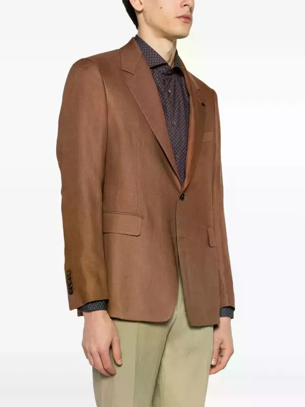 Tagliatore Single-breasted Linen Blazer - Brown