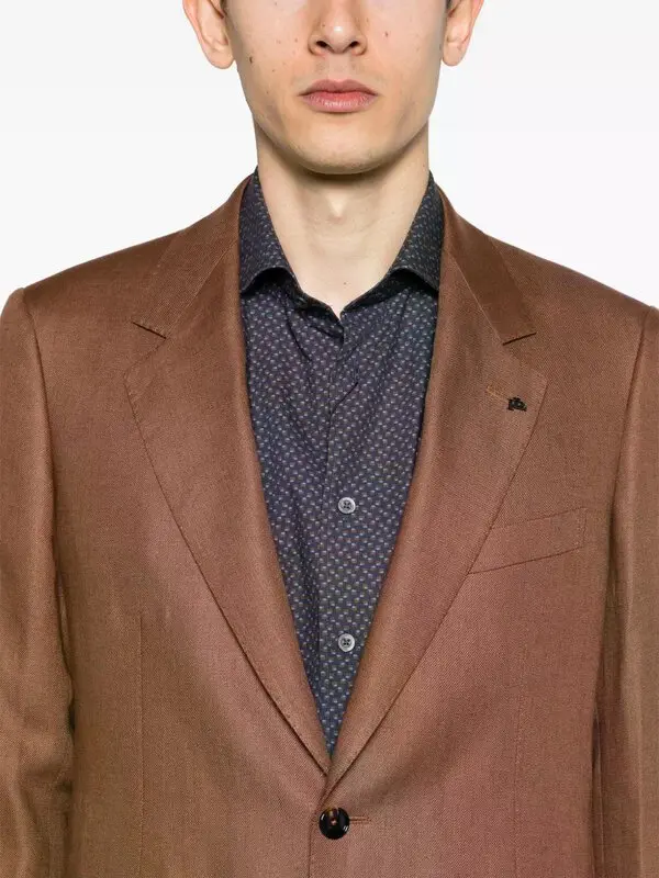 Tagliatore Single-breasted Linen Blazer - Brown