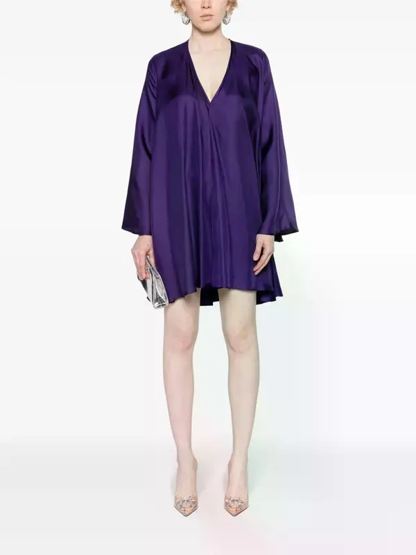 BLANCA VITA V-neck Silk Minidress