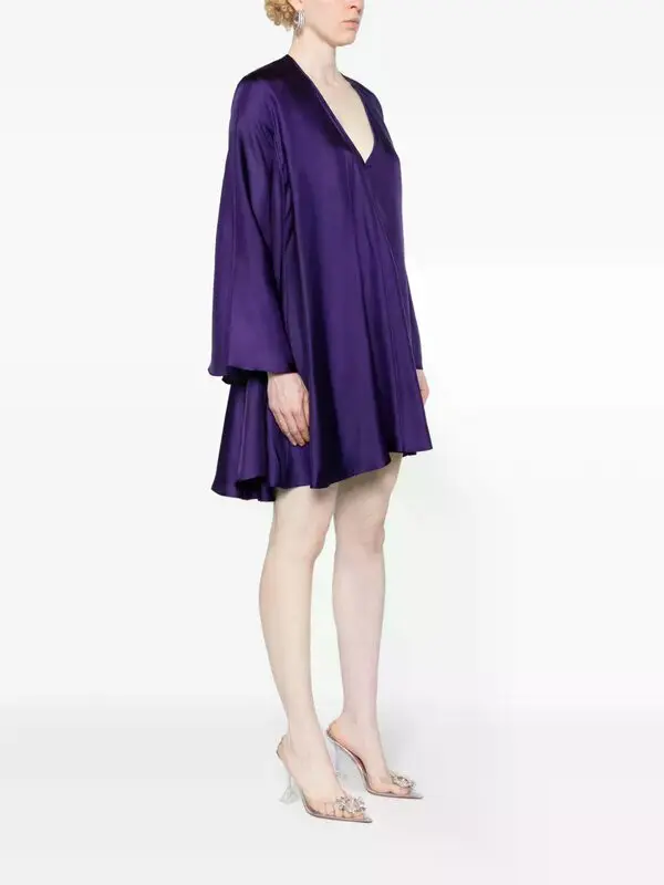 BLANCA VITA V-neck Silk Minidress