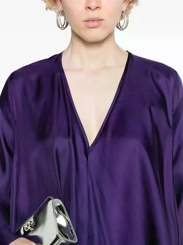 BLANCA VITA V-neck Silk Minidress