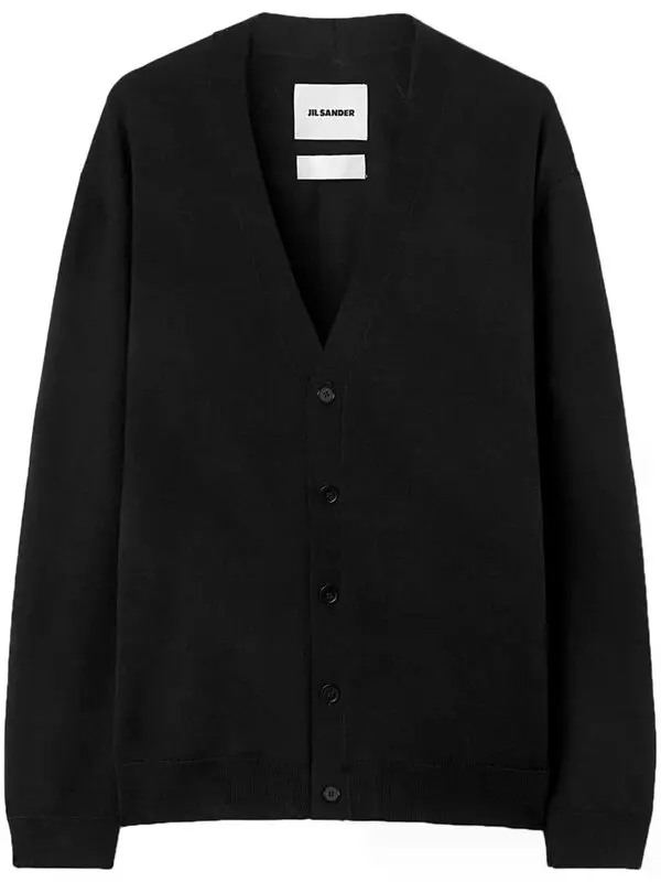 JIL SANDER V-neck Wool Cardigan - Black