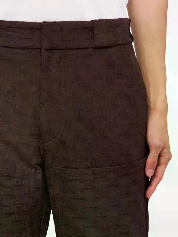 FERRAGAMO Monogram-print Cotton Trousers
