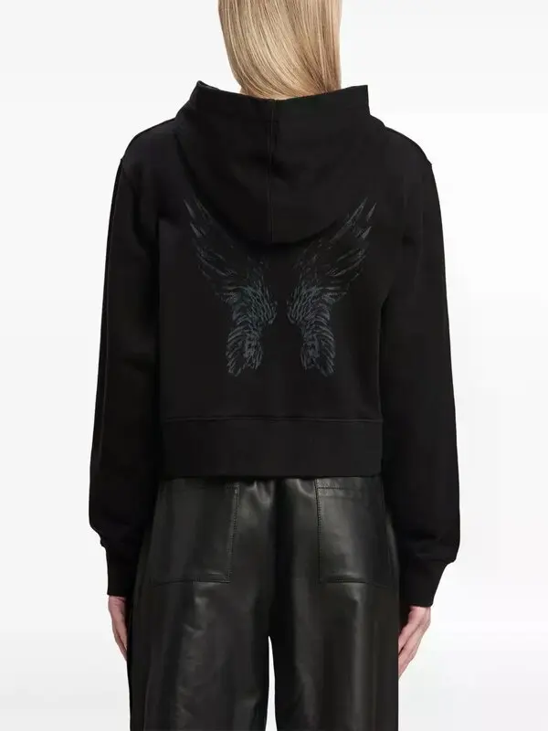 Palm Angels Wings Print Cotton Hoodie