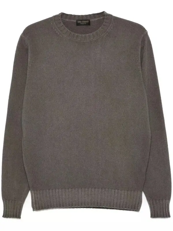 DELL'OGLIO Crew Neck Merino Wool Blend Sweater - Grey