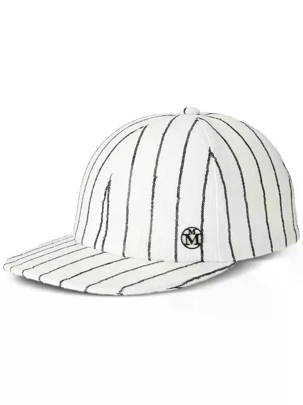 MAISON MICHEL Hailey Sequin-embellished Cap - White