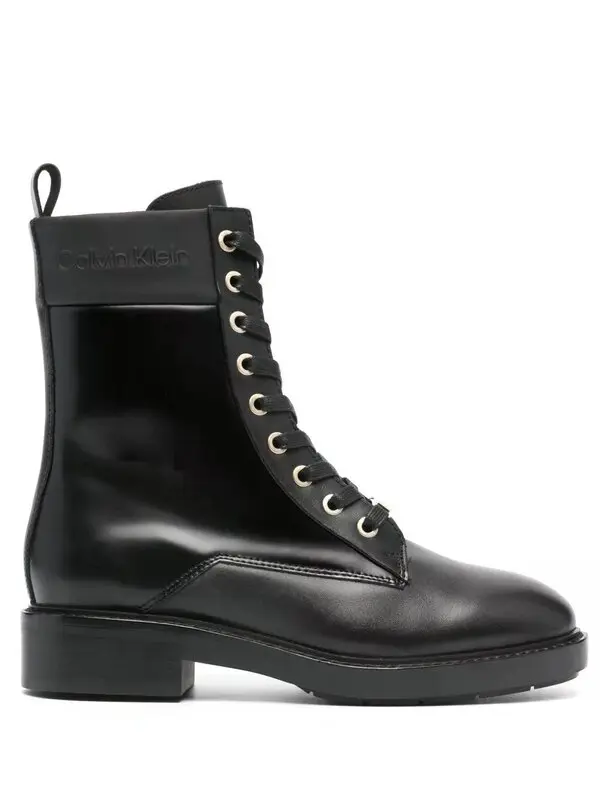 Calvin Klein Logo-plaque Leather Boots